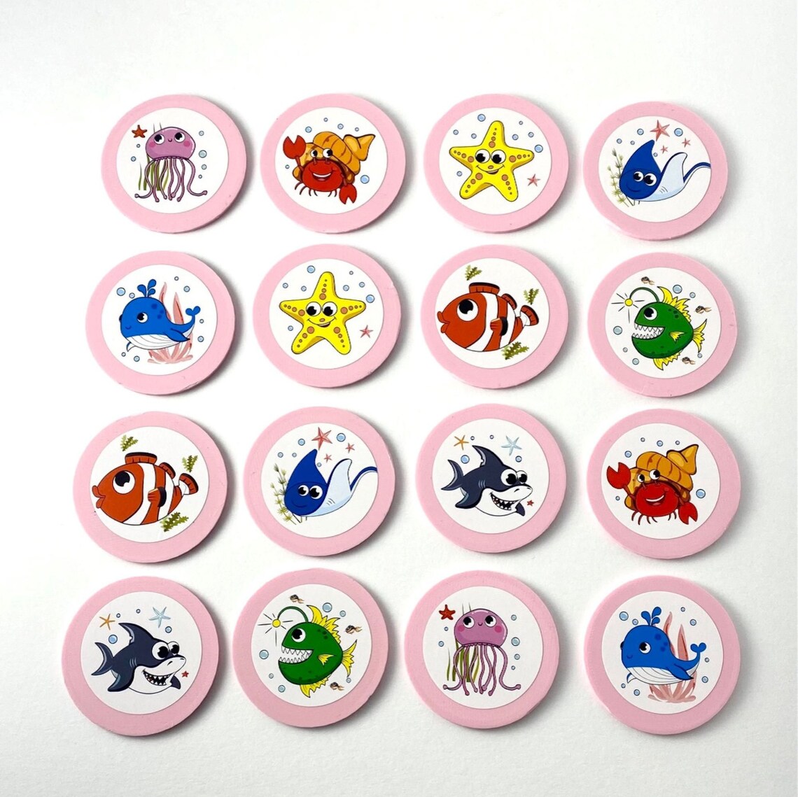 Matching or Memory Game With Sea Animals Memory Game Discs - Etsy