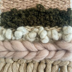 Neutral Horizontal Textured Striped Hand Woven Minimalist Wall Hanging ...
