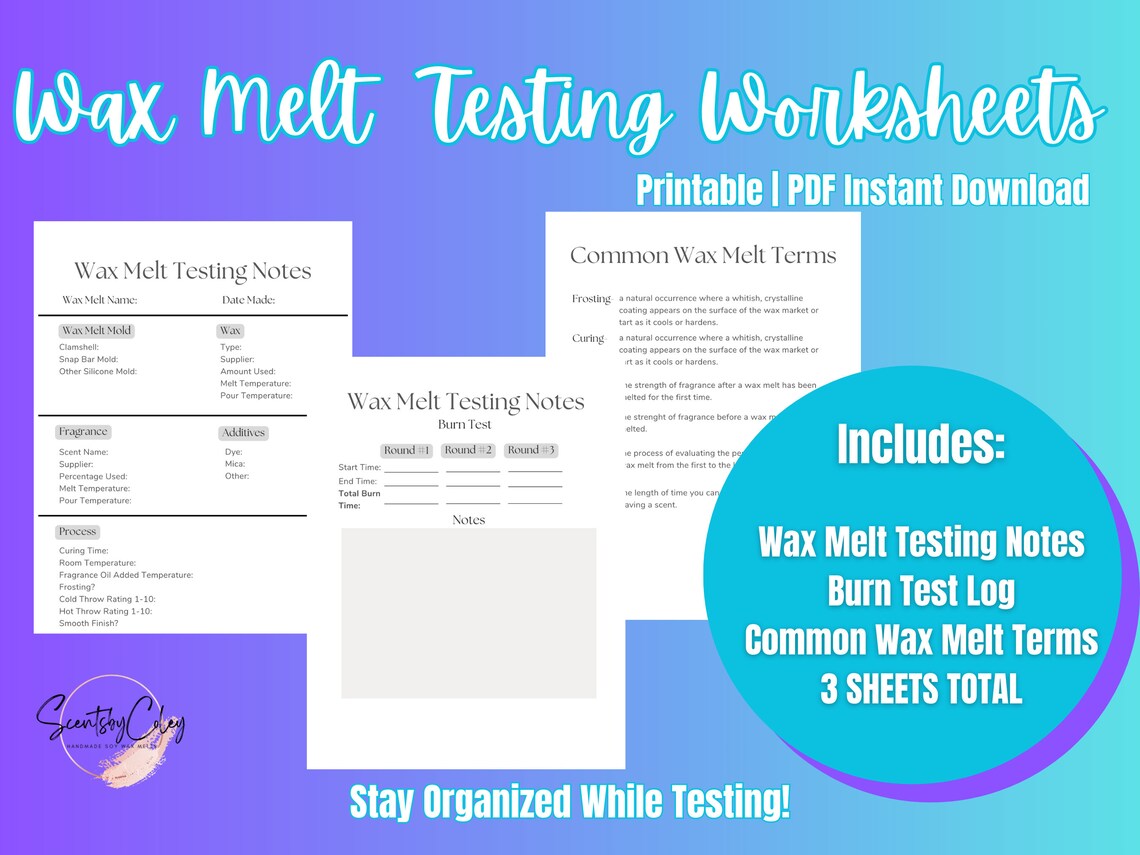Wax Melt Testing Worksheet | Burn Test Log (printable) - Etsy