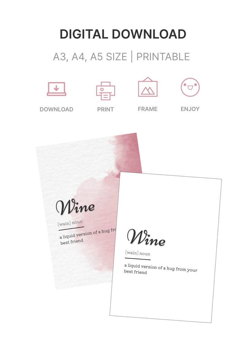 Wine Definition Print || Poster Wall Art Quote Typography Wine ...