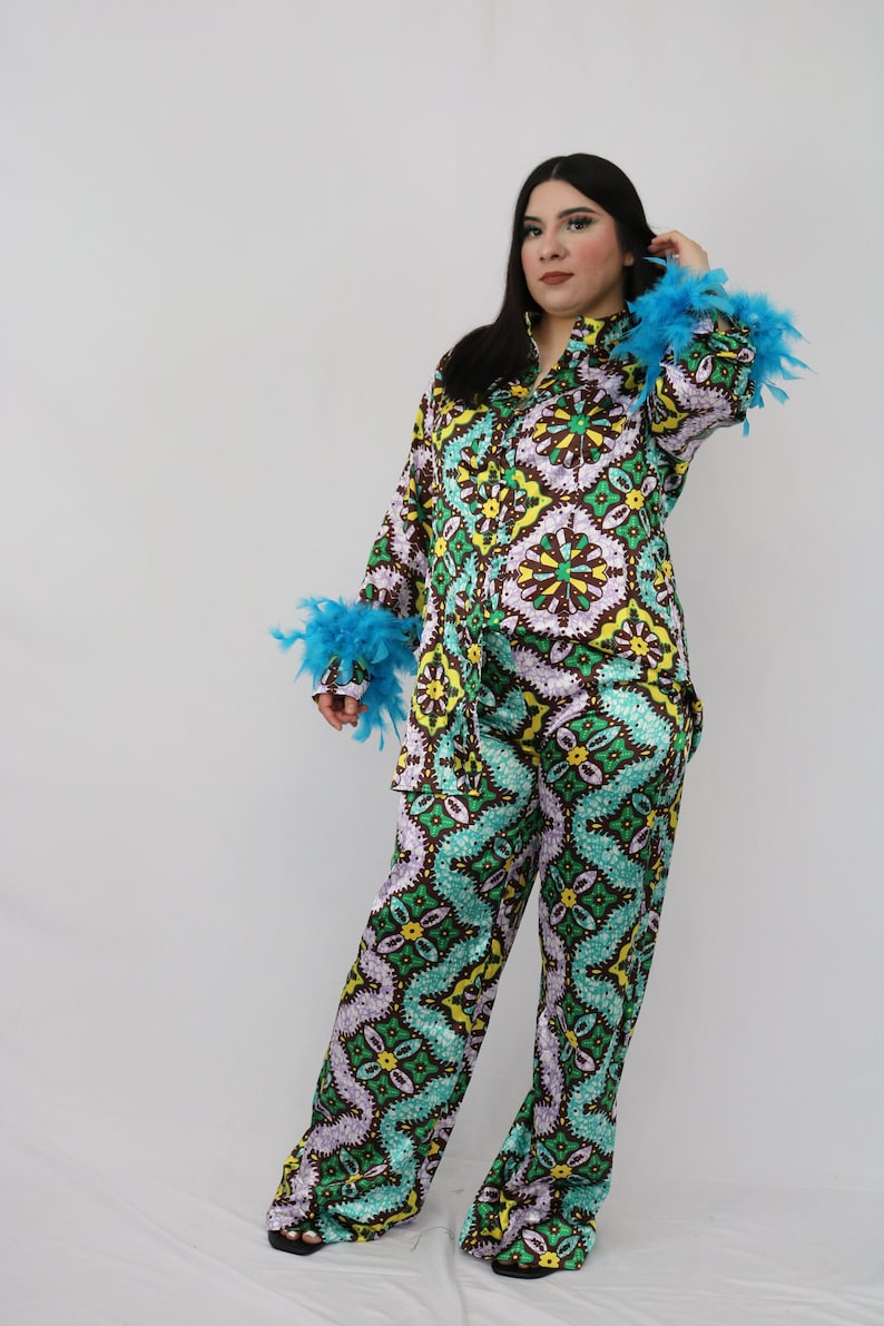 2 PC Feather Cuff Pajamas Set - Etsy