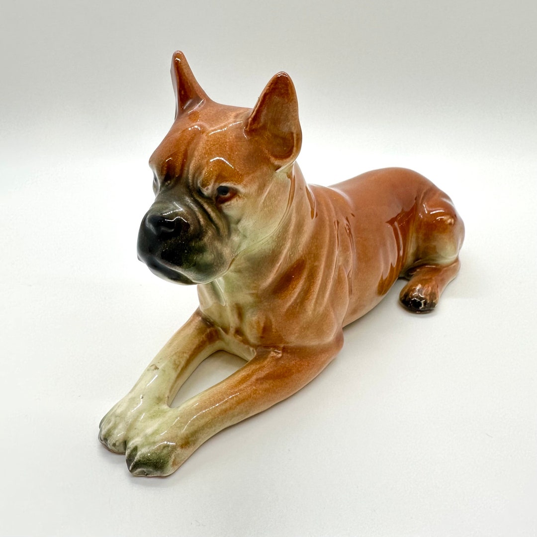 Vintage Ceramic Laying Boxer Figurine - Etsy