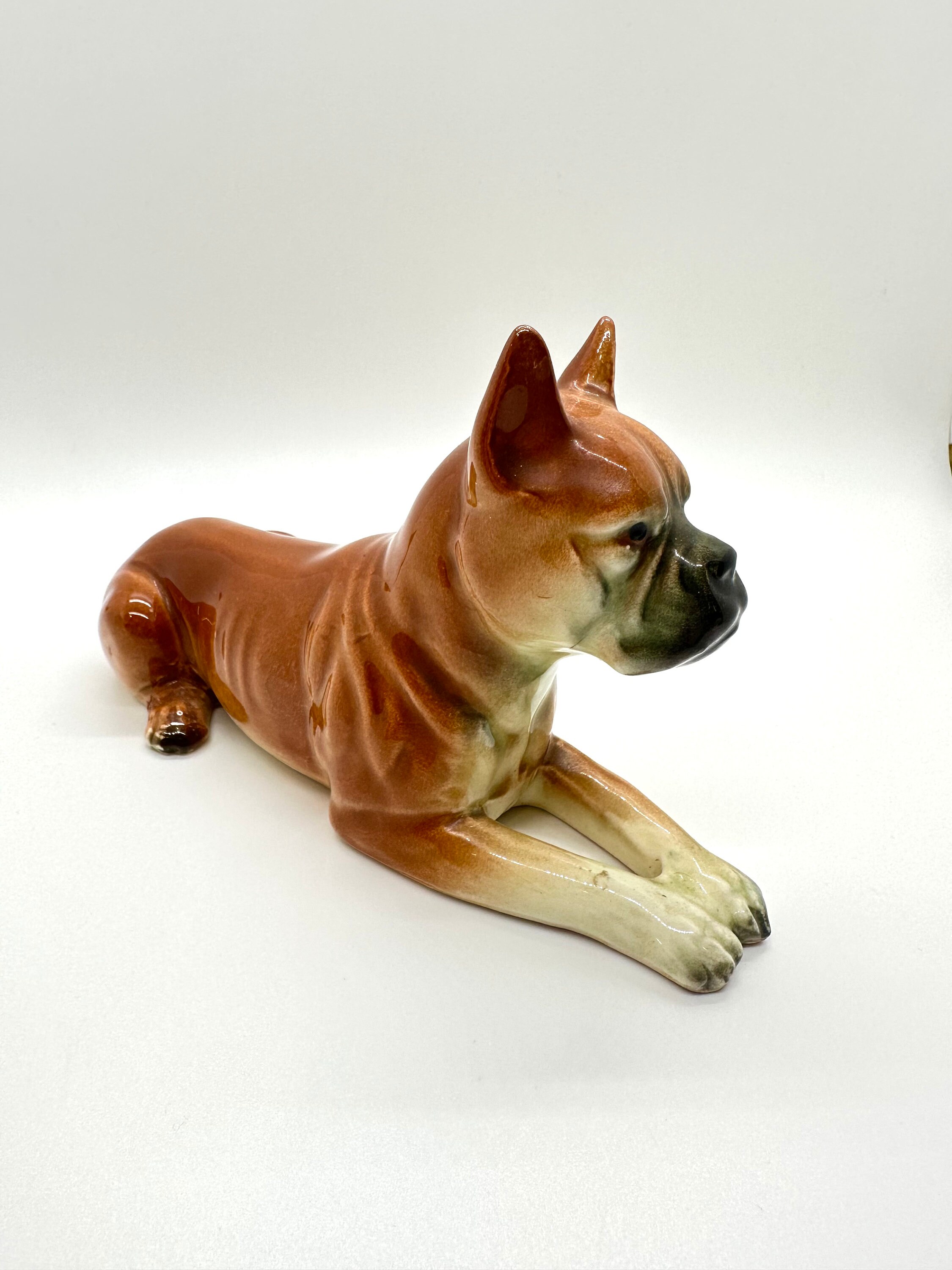 Vintage Ceramic Laying Boxer Figurine - Etsy
