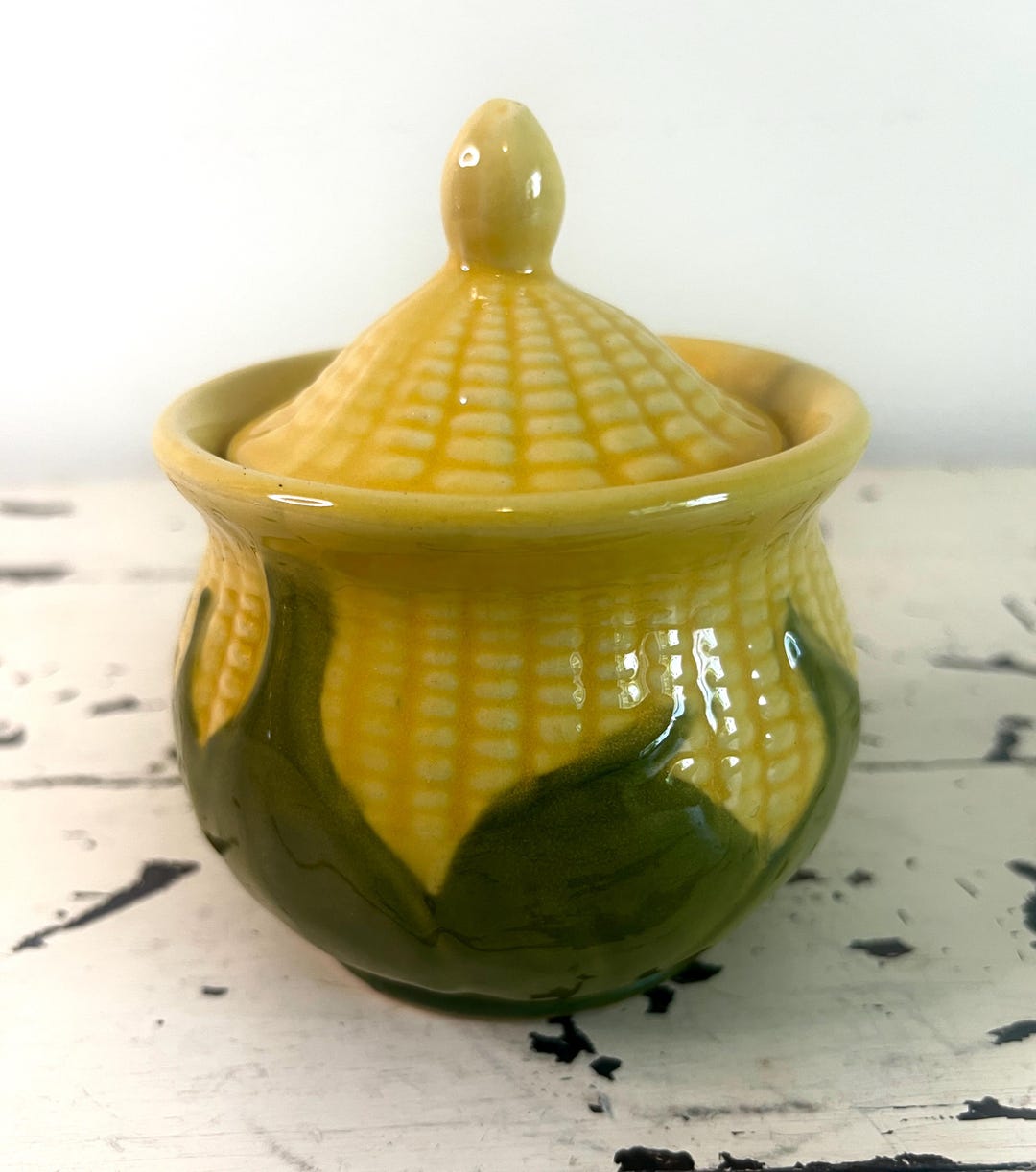 Rare Shawnee Corn King Pottery Sugar Bowl, 1940's Vintage Kitchware ...