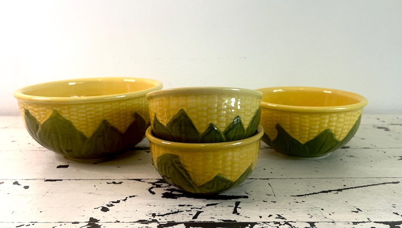 Rare Shawnee Corn King Pottery Set of 4 Bowls - 1940's Vintage ...