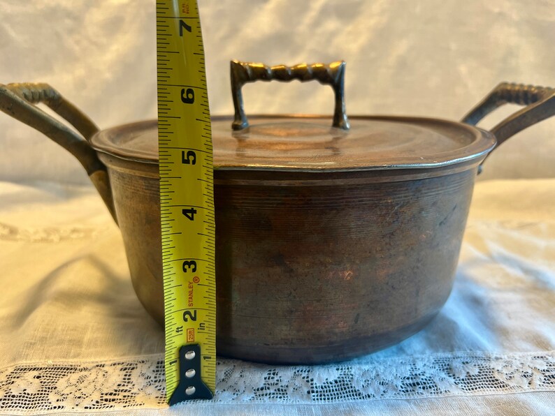 1940s Stunning Antique French Copper Pot, Dutch Oven, Casserole Pot ...