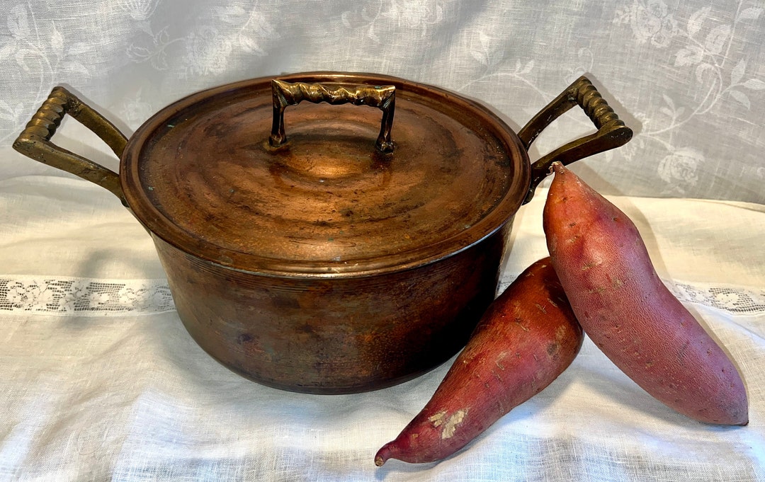 1940’s Stunning Antique French Copper Pot, Dutch Oven, Casserole Pot ...