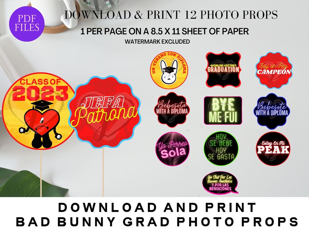 Bad Bunny Grad Photo Props Bad Bunny Graduation UVST Un - Etsy