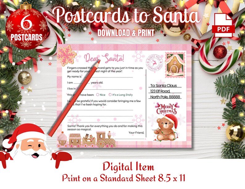 Letter to Santa | Postcard to Santa | Printable Letter to Santa | Kids ...