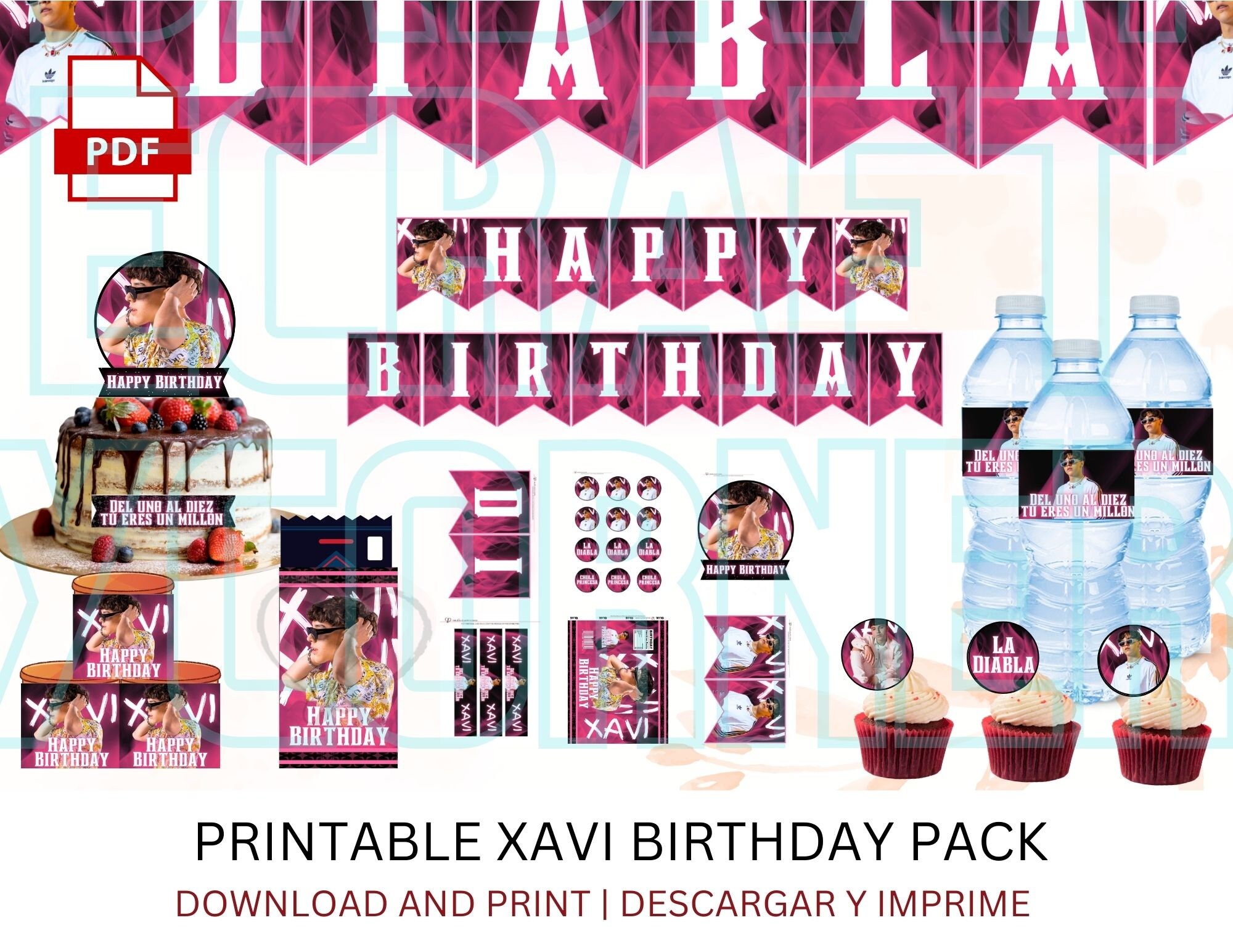 Xavi Birthday Banner | Xavi Birthday Pack | Xavi | Xavi Birthday Banner ...