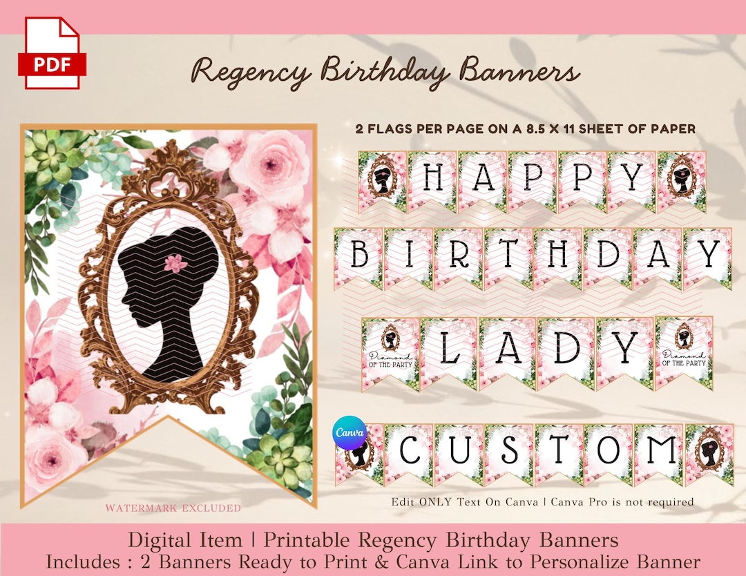 Regency Birthday Banner | Regency Banner | Regency Party | Regency ...