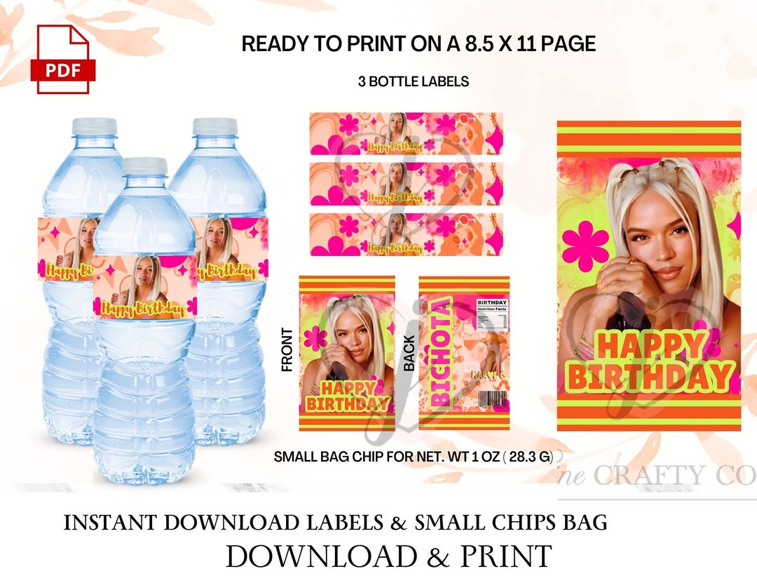 Karol G Bottle Labels and Small Chip Bag Karol G Bichota Season Karol G ...