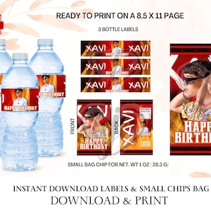 Xavi Birthday Bottle Labels and Small Chip Bag | Xavi | Xavi Birthday ...
