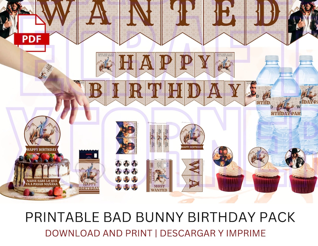 Bad Bunny Birthday Banners | Nadie Sabe | Bad Bunny Most Wanted Tour ...