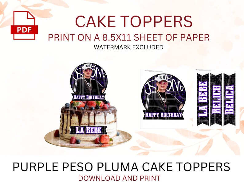 Peso Pluma Cake Toppers Peso Pluma Doble P Peso Pluma - Etsy