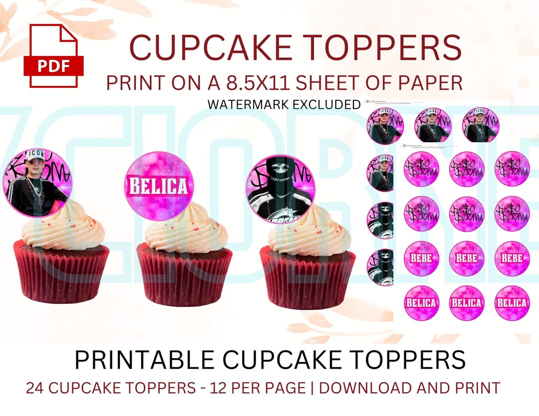 Pink Peso Pluma Cupcake Toppers Peso Pluma Doble P Peso - Etsy