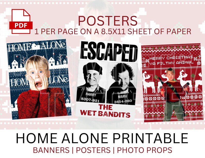 Home Alone Party Banner | the Wet Bandits | Home Alone Posters | Home ...