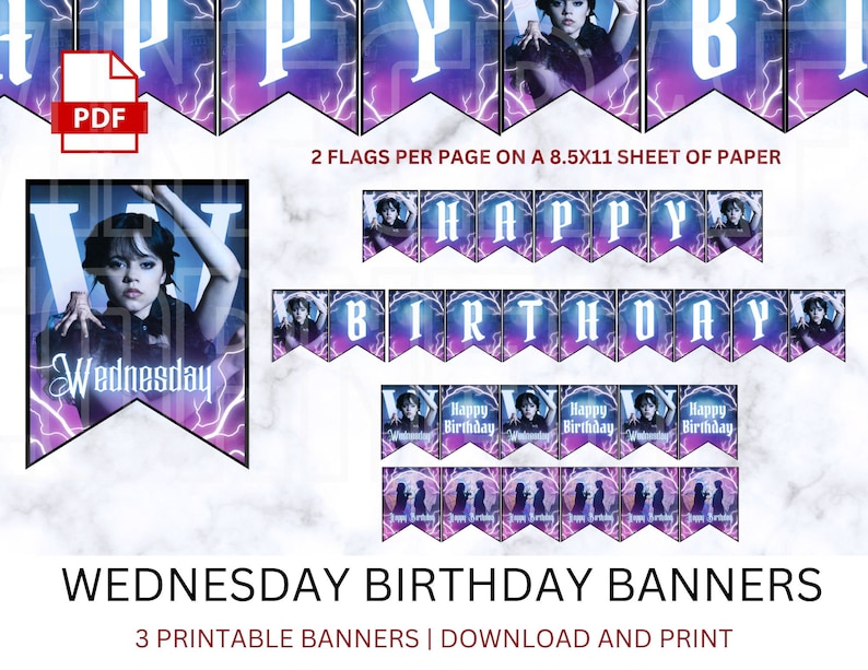 Wednesday Birthday Banners Wednesday Birthday Decorations - Etsy