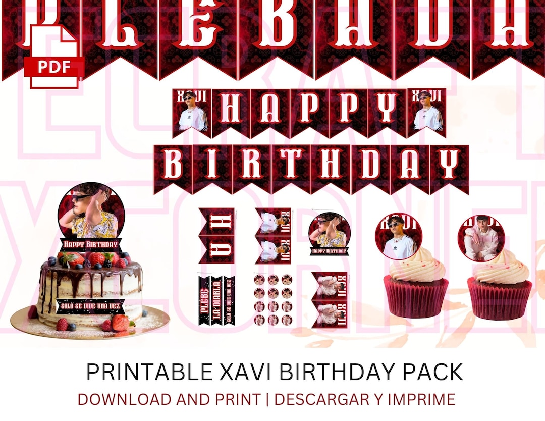 Xavi Birthday Banner | Xavi | Xavi La Diabla | Xavi Birthday Pack ...