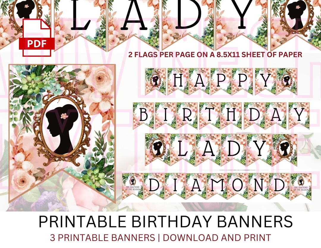 Bridgerton Pink Flowers Birthday Banners Flowers Party Decorations ...