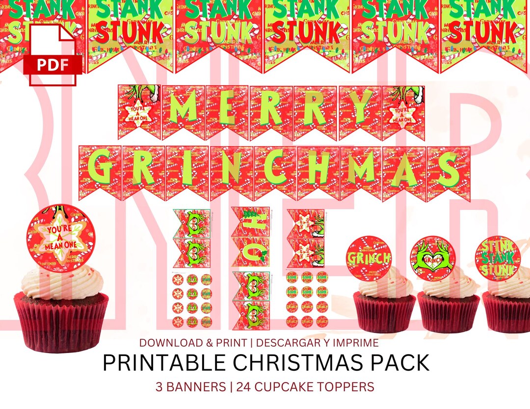 Grinchmas Banner Stink Stank Stunk Banner Christmas Benner Grinchmas ...