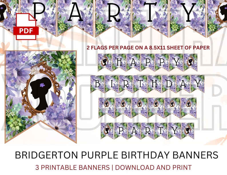 Bridgerton Birthday Banners Bridgerton Birthday Purple - Etsy