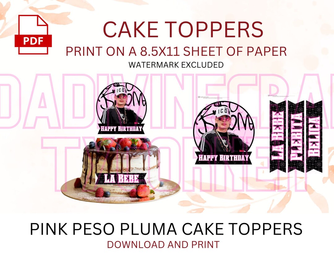 Pink Peso Pluma Cake Toppers | Peso Pluma | Peso Pluma Birthday | Peso ...