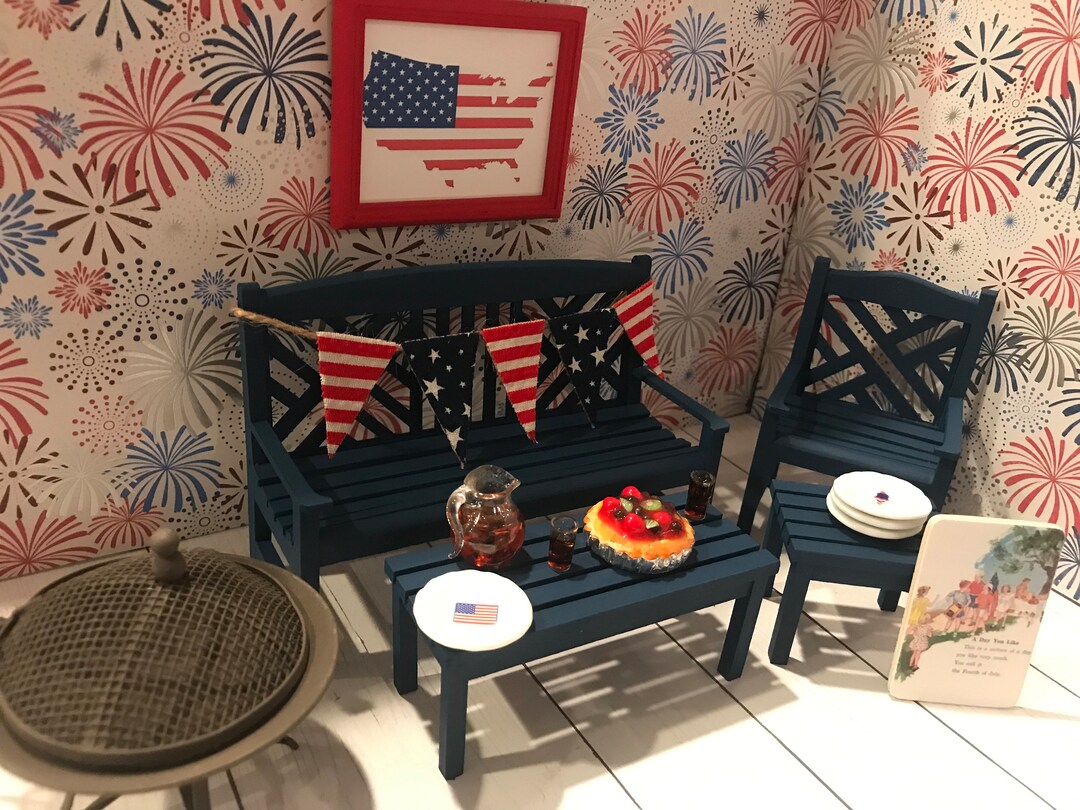Miniature Dollhouse Backyard Patio Set, 4th of July Set, 1:12 ...