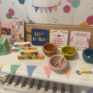 Miniature Birthday Party, Dollhouse Birthday Accessories, 1:12, Cakes ...