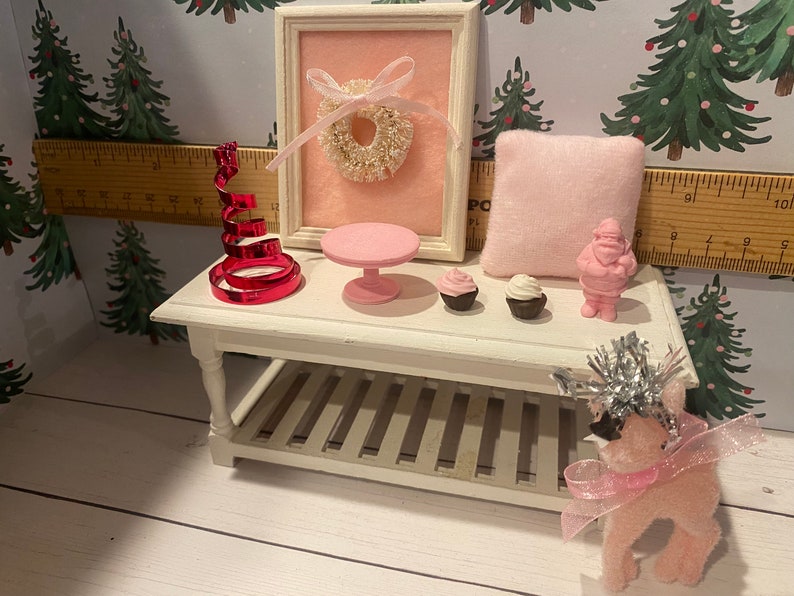 Miniature Vintage Pink Christmas Trees, Pillows, Ornaments, Garland ...
