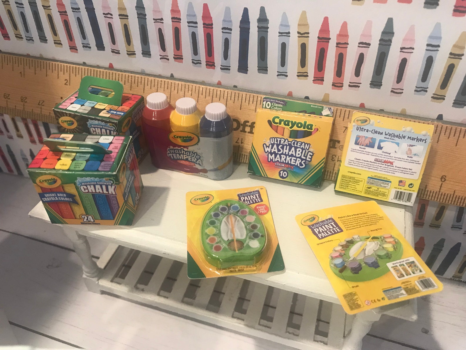 Miniature Art Supplies, Dollhouse Crayons, Markers, Art Box, Art Table ...