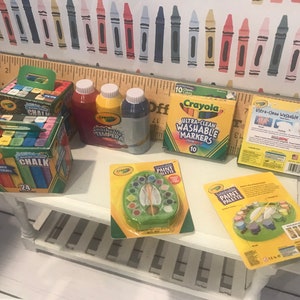 Miniature Art Supplies, Dollhouse Crayons, Markers, Art Box, Art Table ...