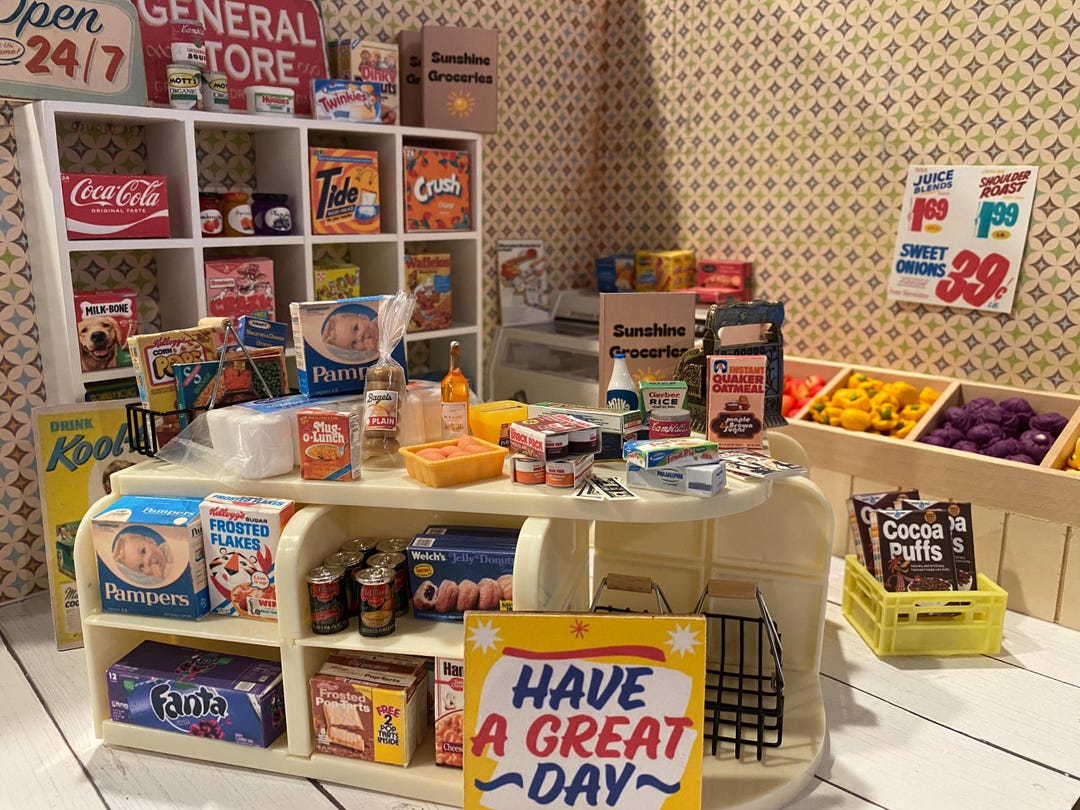 Miniature Grocery Store, Dollhouse General Store, Sunshine Market, Tiny ...