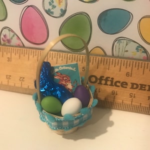 Miniature Easter Baskets, Dollhouse Easter Eggs, Food, Candy, Mini Chocolate Bunny, 1:12 Scale ...