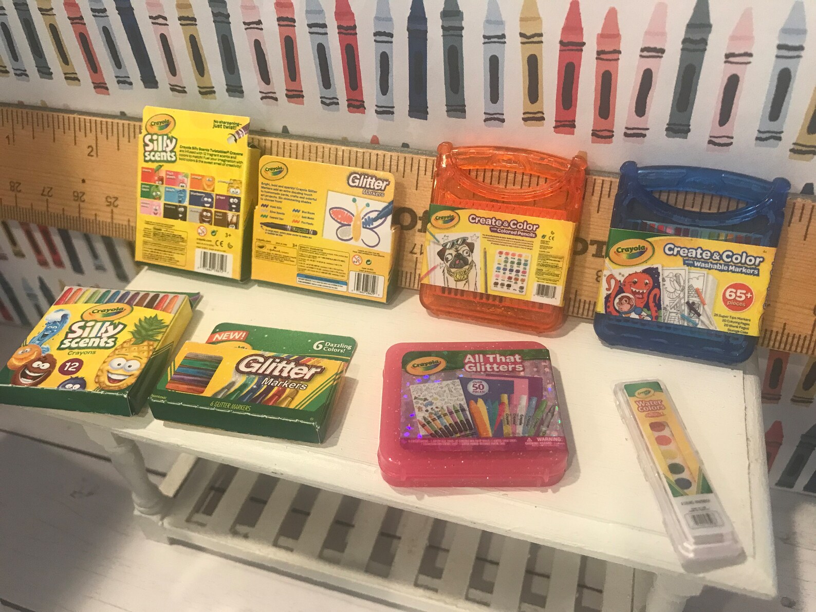 Miniature Art Supplies, Dollhouse Crayons, Markers, Art Box, Art Table ...