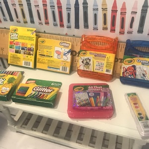 Miniature Art Supplies, Dollhouse Crayons, Markers, Art Box, Art Table ...