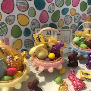 Miniature Easter Baskets, Dollhouse Easter Eggs, Food, Candy, Mini Chocolate Bunny, 1:12 Scale ...