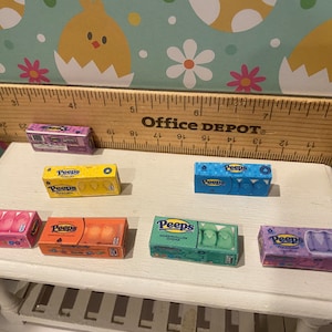 Miniature Peeps in Boxes, Dollhouse Easter Candy, 1:12, Peeps Boxes ...