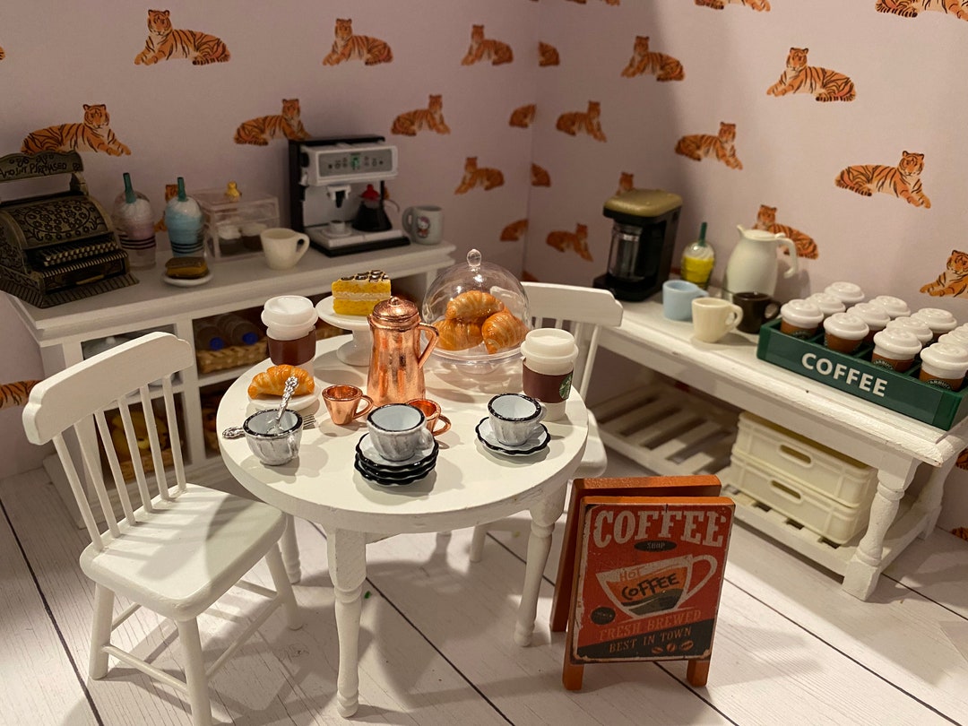 Miniature Coffee Shop, Dollhouse Coffee House, Tiger Coffee, 1:12 ...