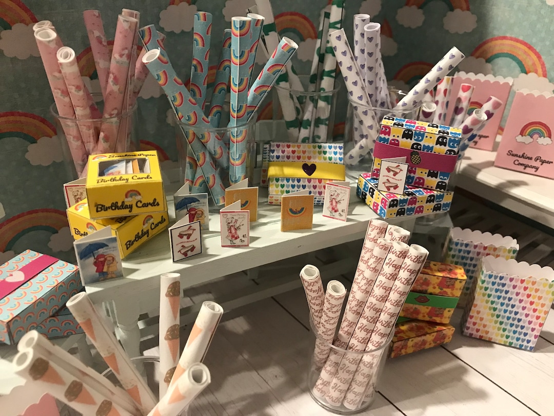Miniature 80's Style Wrapping Paper, Cards, Gift Boxes, Dollhouse Wrap ...