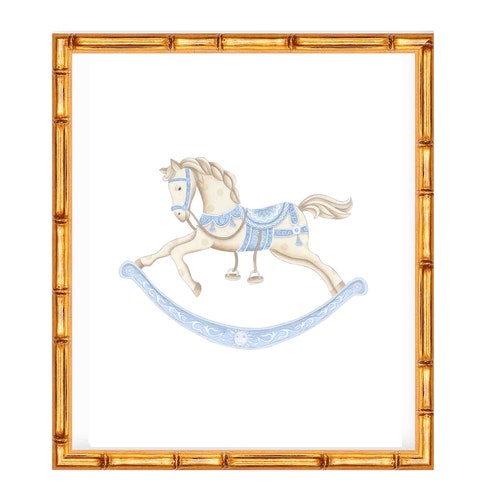 Watercolor Pink Rocking Horse Art Print // Girl // Toy // - Etsy