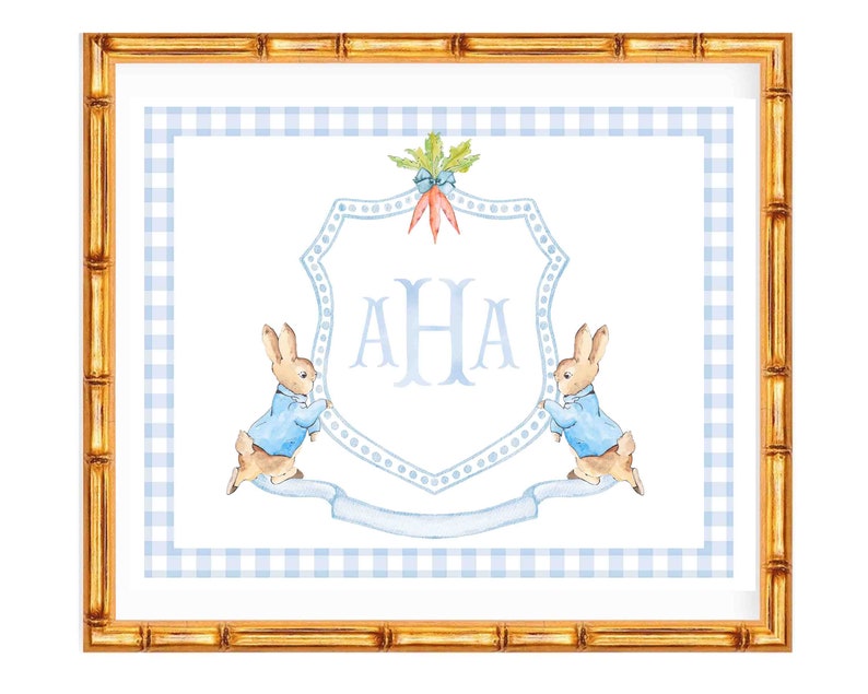 Baby Peter Rabbit Semi Custom Crest Art Print // Monogram // - Etsy