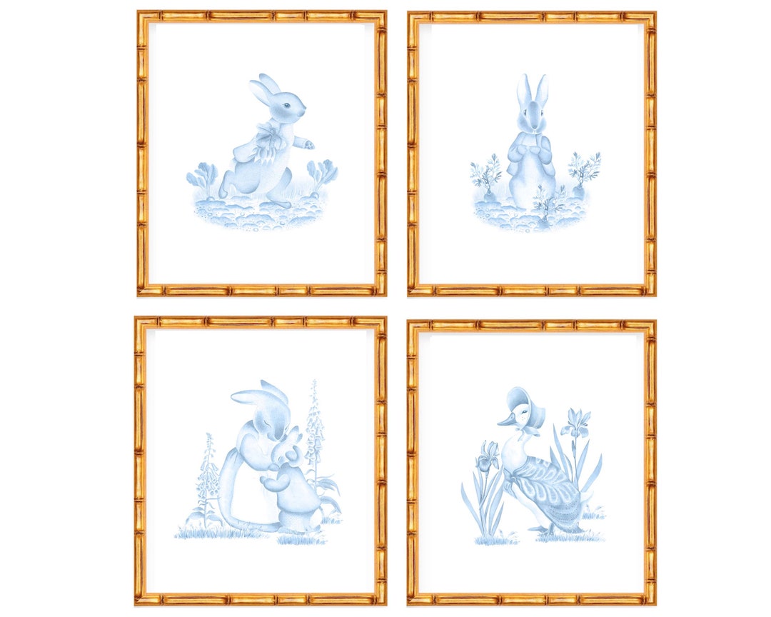 Four Art Prints Peter Rabbit and Friends // Nursery // Toile Prints ...