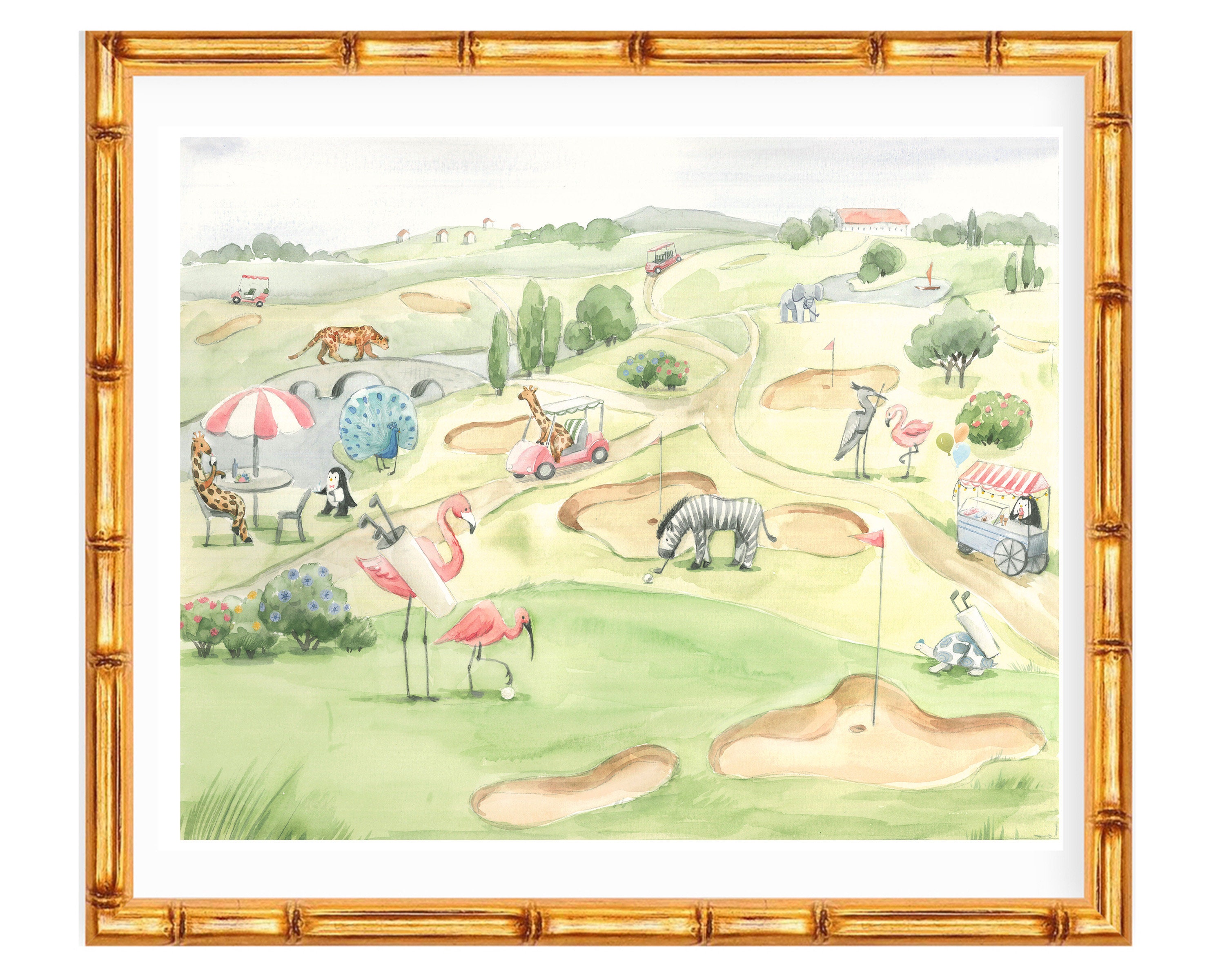 Nursery Art Print Animals Playing Golf // Jungle Print // Tropical ...