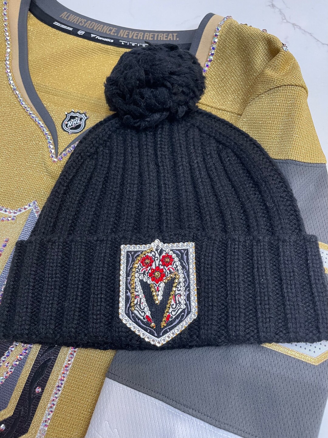 Vegas Golden Knights Day of the Dead VGK Shield Custom Swarovski ...