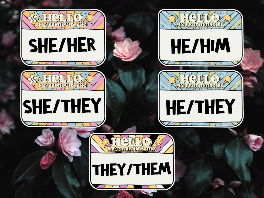 Hello My Pronouns Are Name Tags 90s Y2K Aesthetic Waterproof Vinyl Die ...