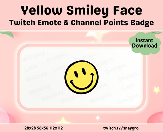 Yellow Smiley Face Retro Twitch Channel Points Badge and Emote - Etsy