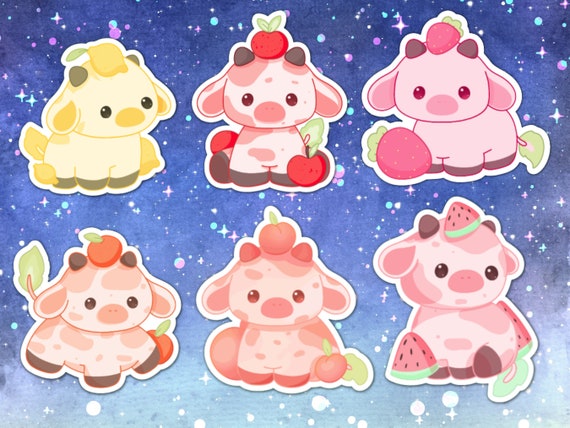 Kawaii Fruit Cows Aesthetic Stickers Vinyl Die Cut Sticker - Etsy