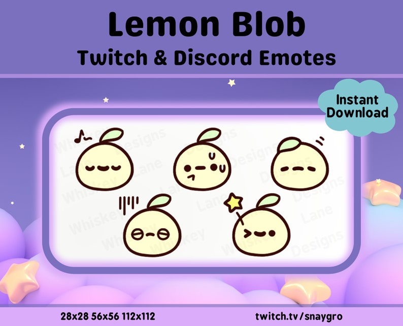 5 Pack Yellow Lemon Blob Twitch & Discord Emotes - Etsy