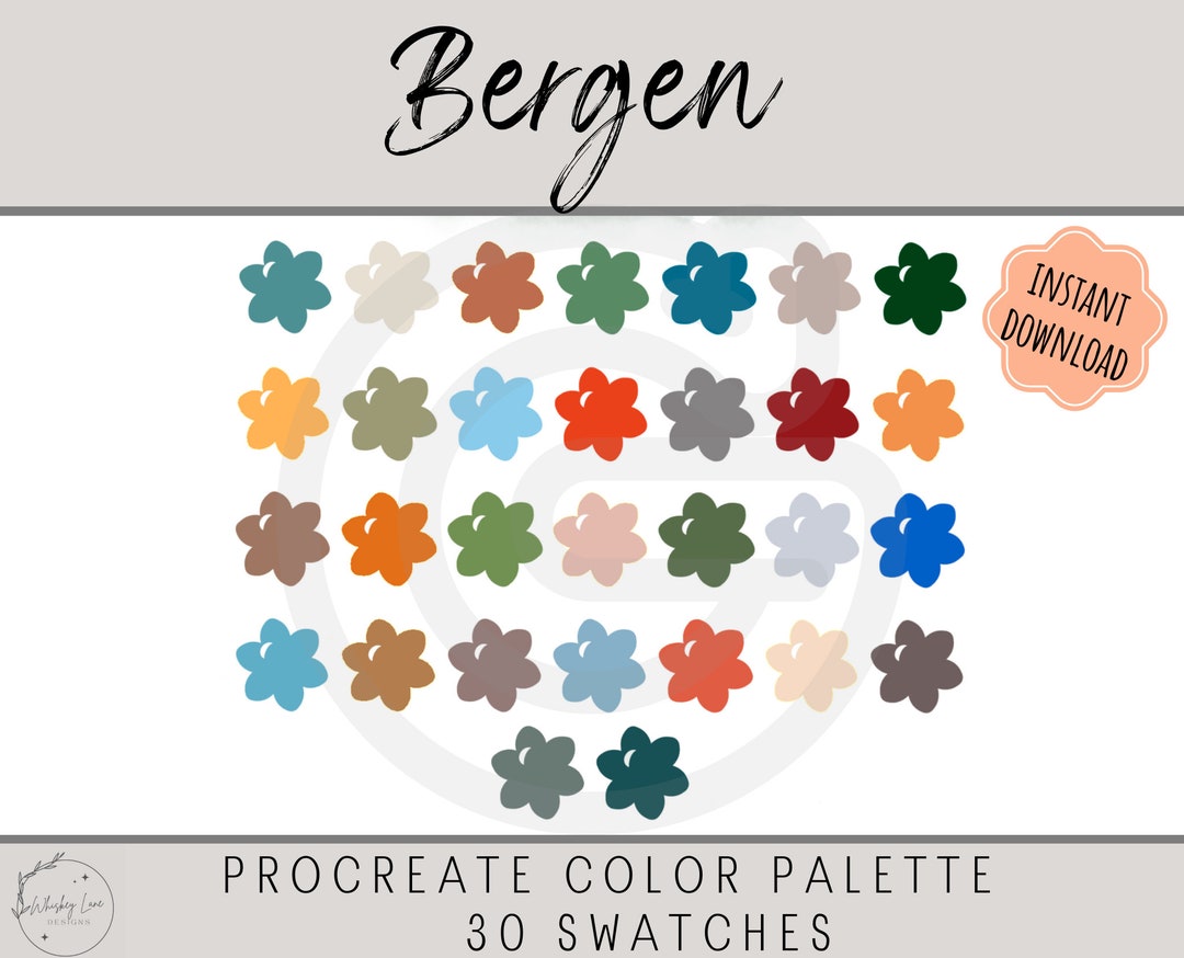 Procreate Color Palette - Color Swatches - Bergen - Inspired by Bergen ...